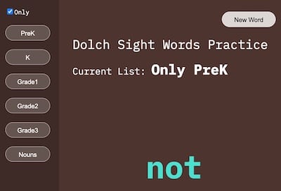 Dolch Sight Words for Pre-K to Grade 3 and Nouns Flash Card