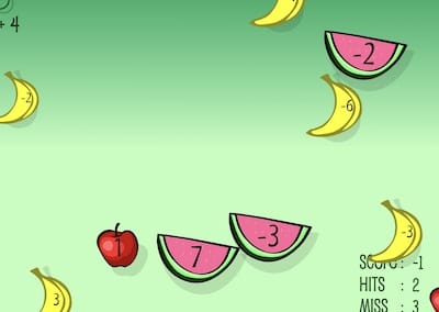 Integer Addition as Fruit Splat - Educational Games For Kids