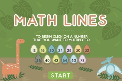 Dino Math Lines (Multiplication) - Educational Games For Kids