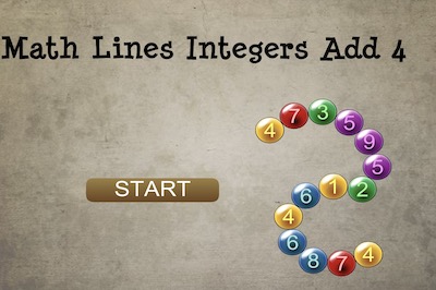 Math Lines Integers - Add 4 - Educational Games For Kids