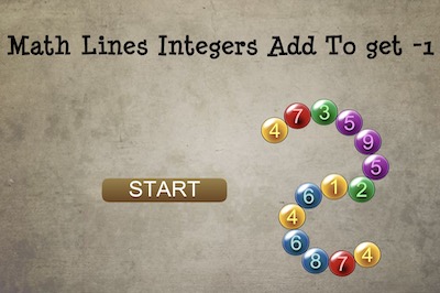 Math Lines Integers - Add to Get -1 - Educational Games For Kids