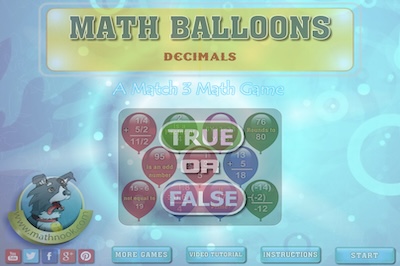 Math Balloons - Decimals - Educational Games For Kids